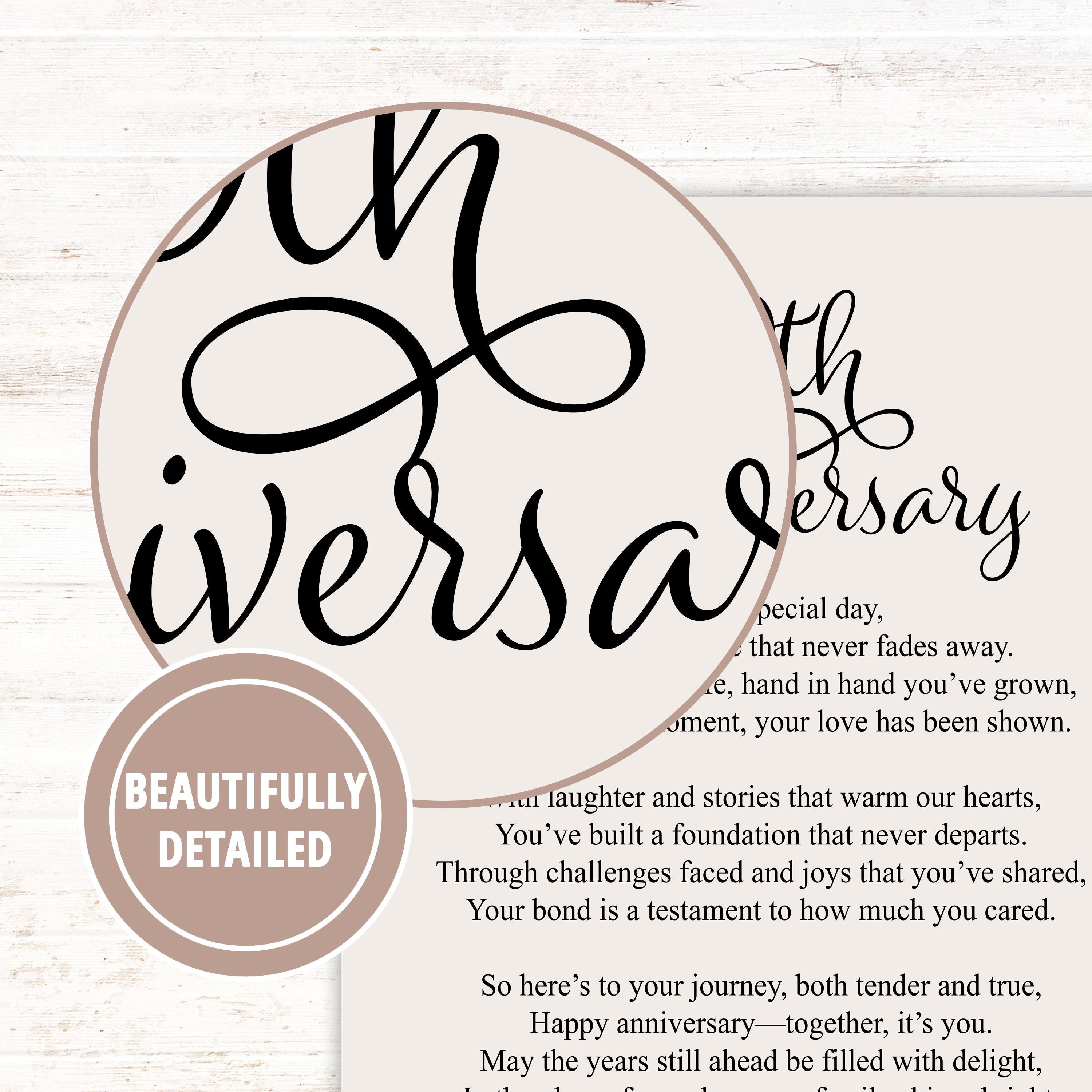 60th Anniversary Poem Printable Art, INSTANT DOWNLOAD Gift for Couple ...