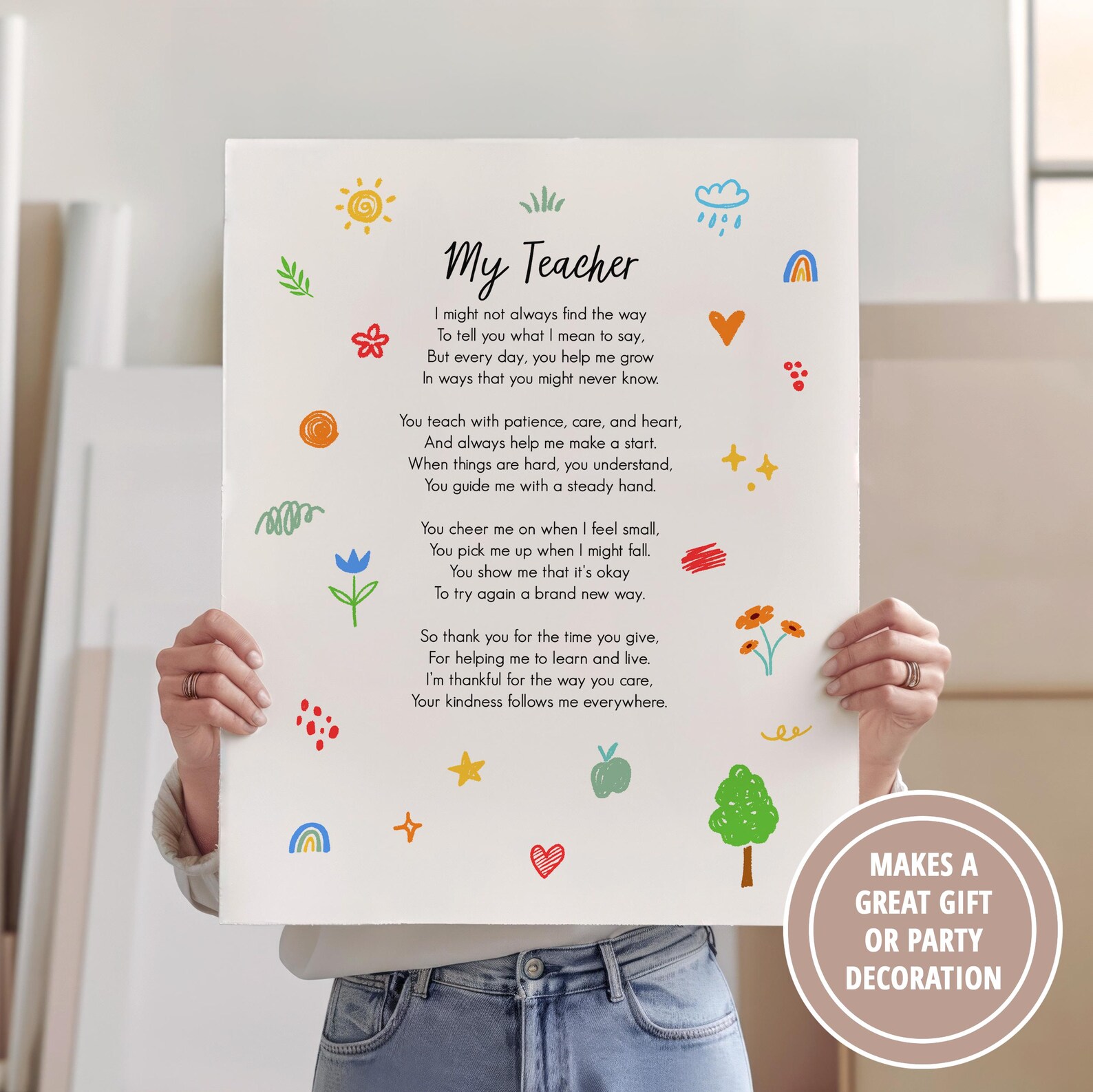 Teacher Poem Printable Art, Thank You Gift for Child's Teacher ...