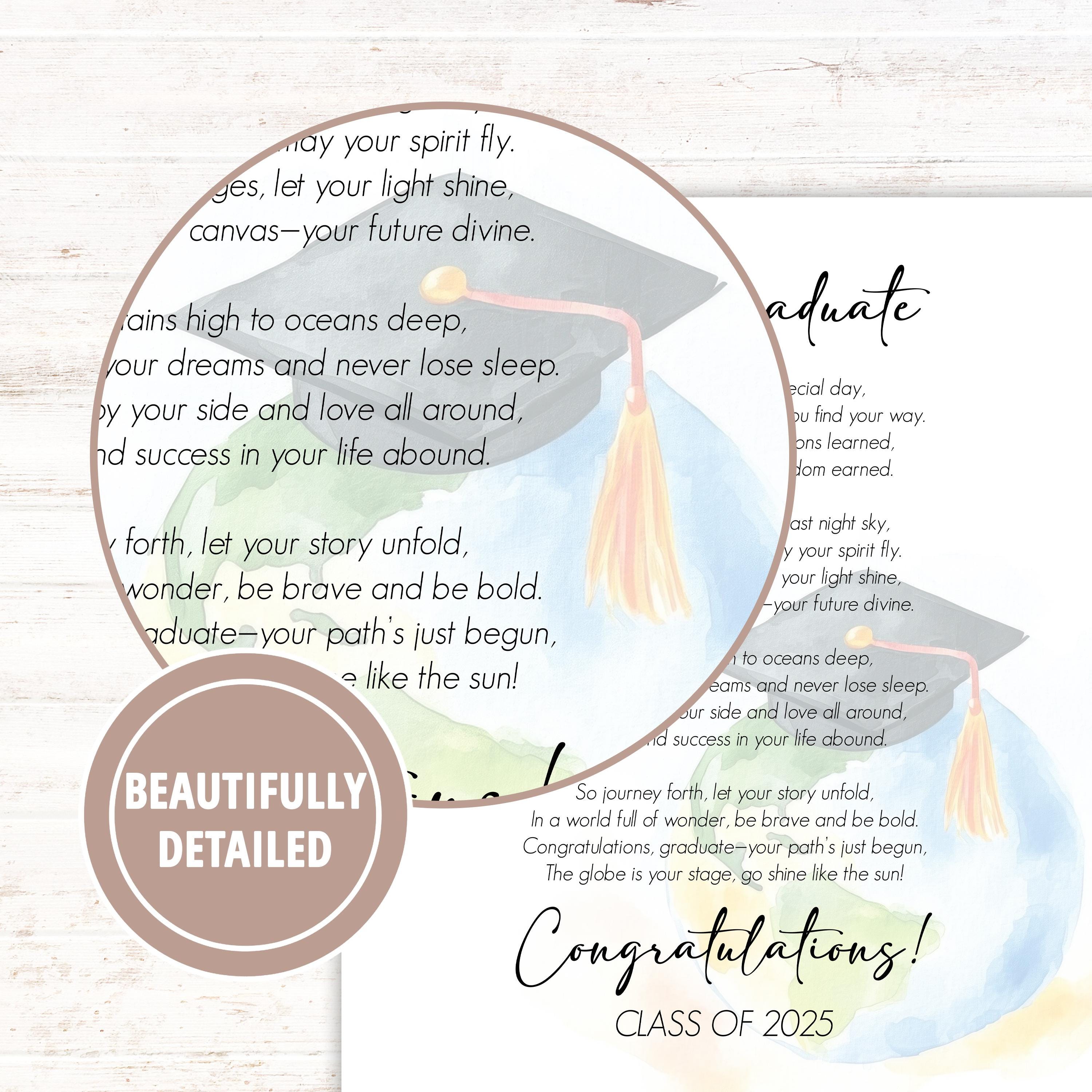 Graduation Poem Printable Art, Gift for 2025 Graduate, College, High ...
