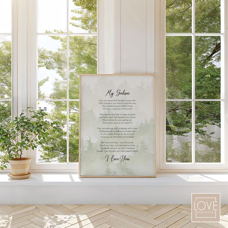 Godson Blessing, Printable Art for Godchild, My Godson Poetry, Baptism ...