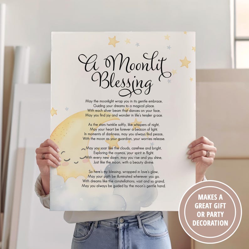 A Moonlit Blessing, Poem for Nursery, Baby Gift PRINTABLE Wall Art ...
