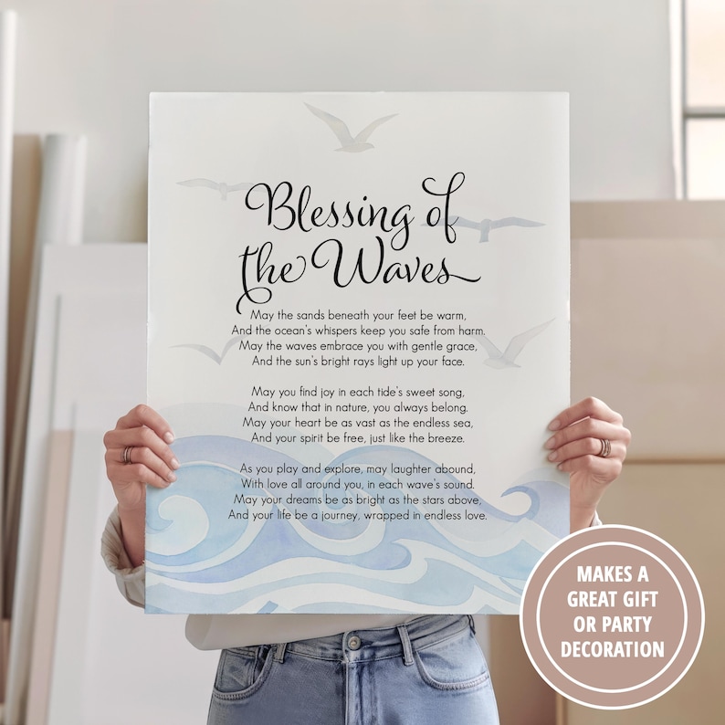 Poetry Printable Gift, Nautical Poem, Blessing of the Waves Poem, Ocean ...