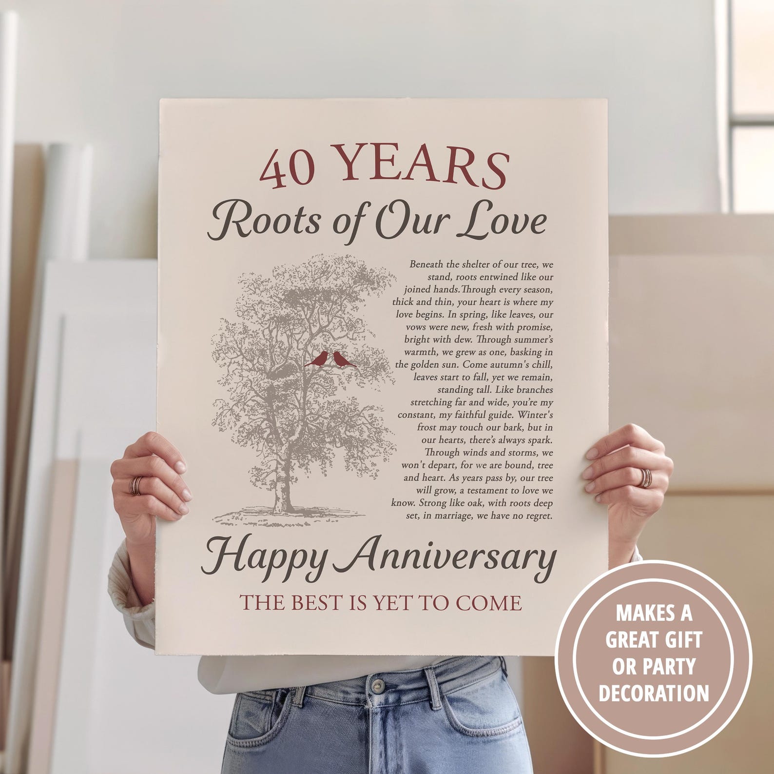 Printable Poem for 40th Anniversary, INSTANT DOWNLOAD, Tree Wall Art ...