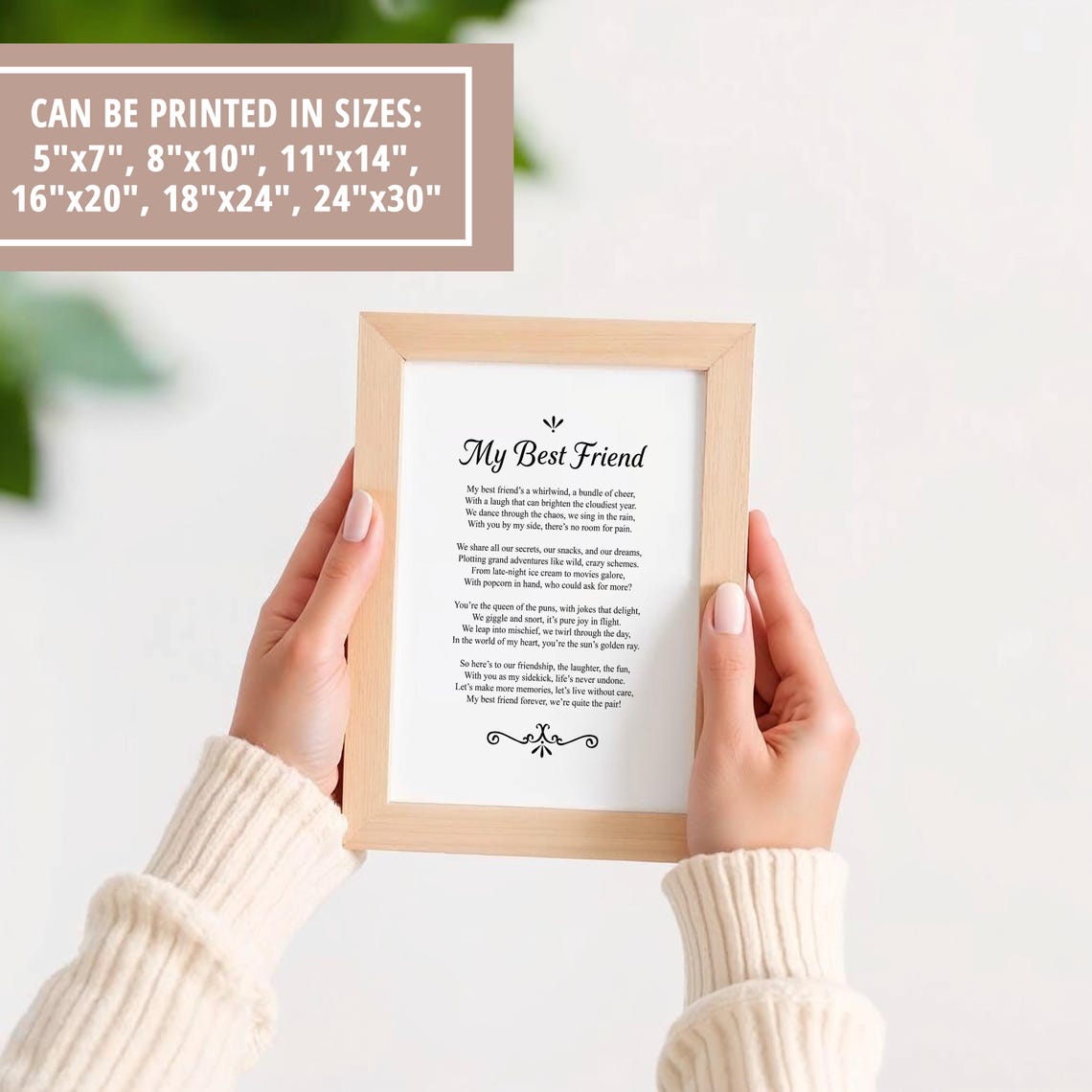 Friendship Poem, Printable Best Friend Poetry Gift, Valentines Day Gift ...