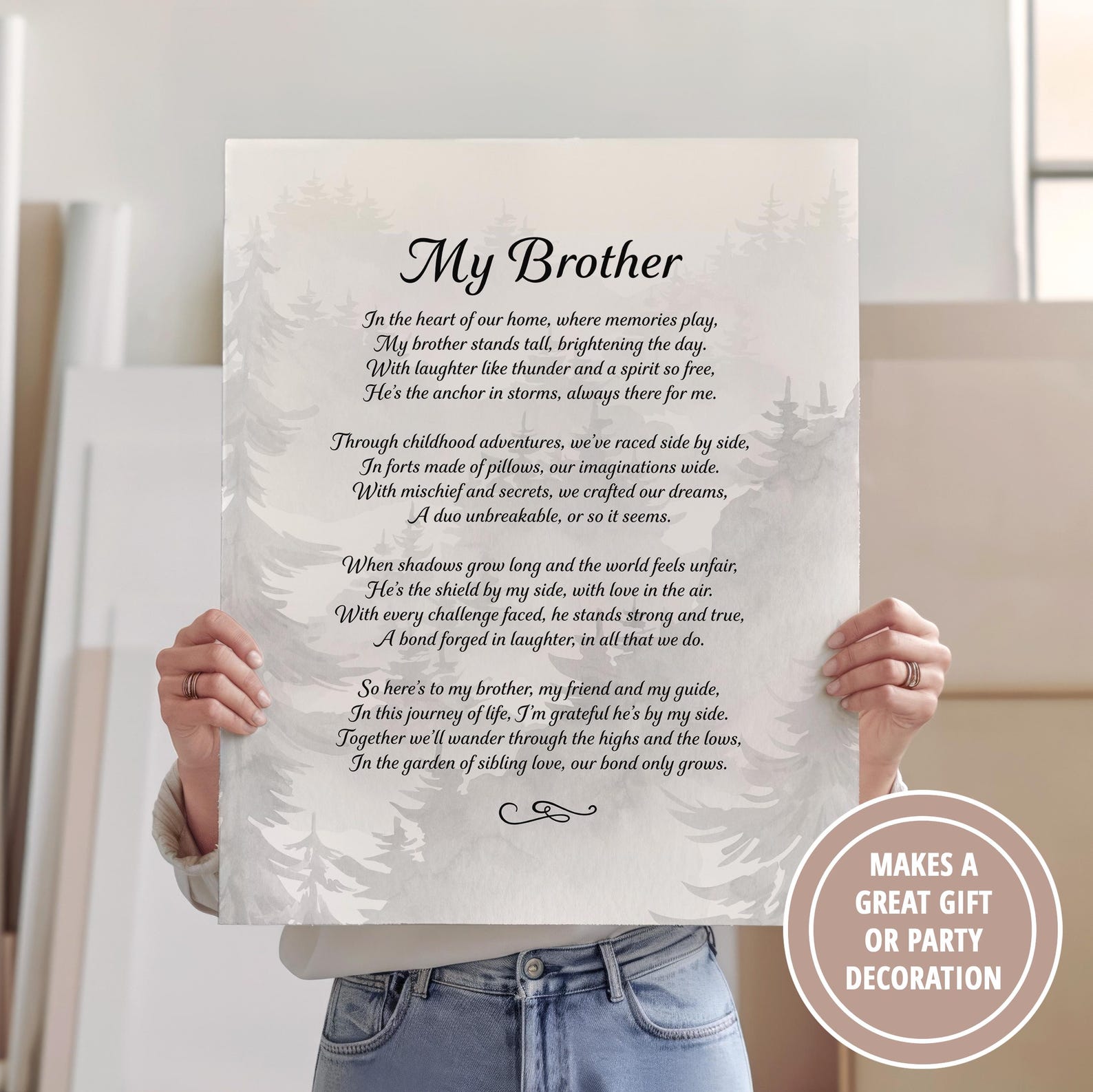 My Brother Poem, Printable INSTANT DOWNLOAD Gift for Brother From ...