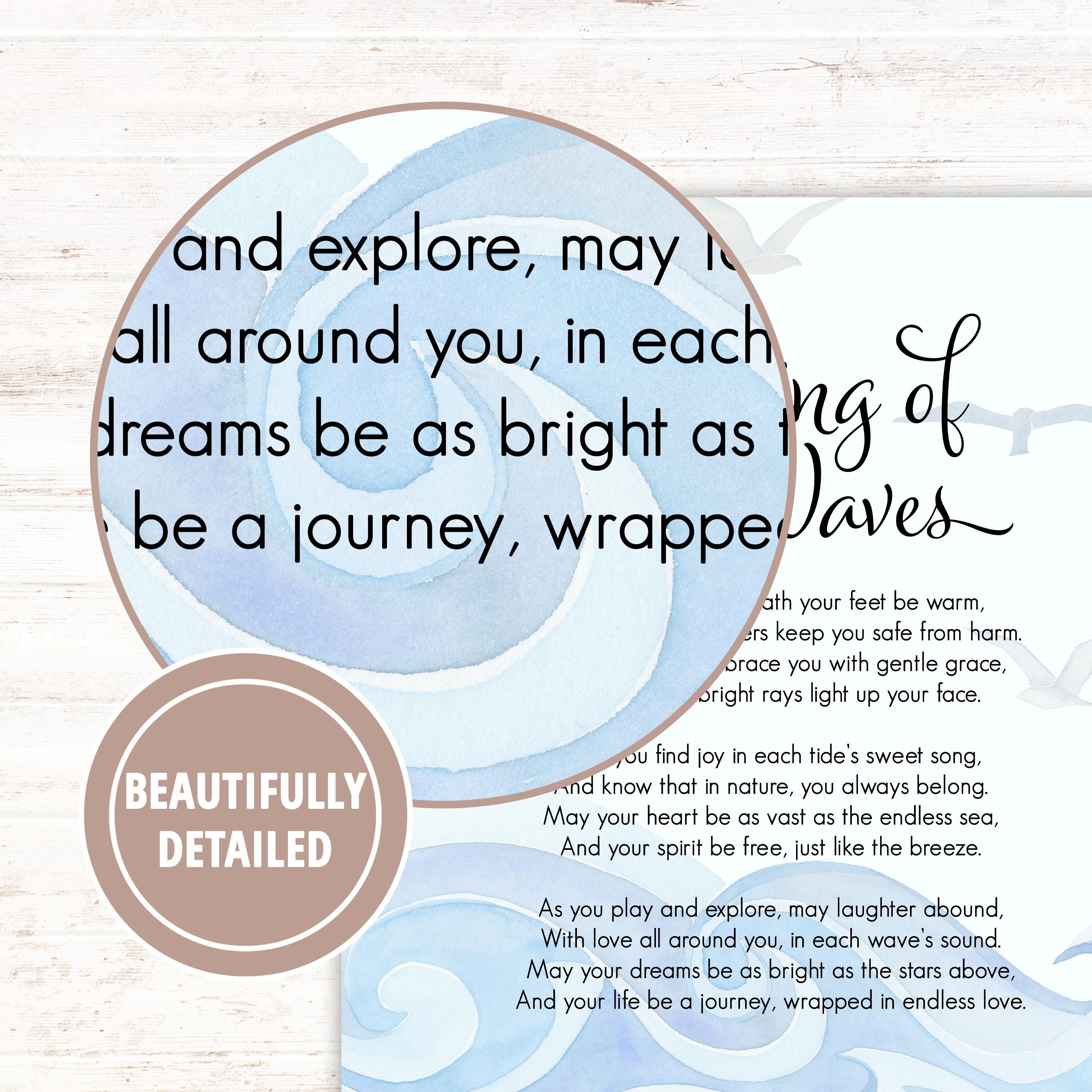 Poetry Printable Gift, Nautical Poem, Blessing of the Waves Poem, Ocean ...