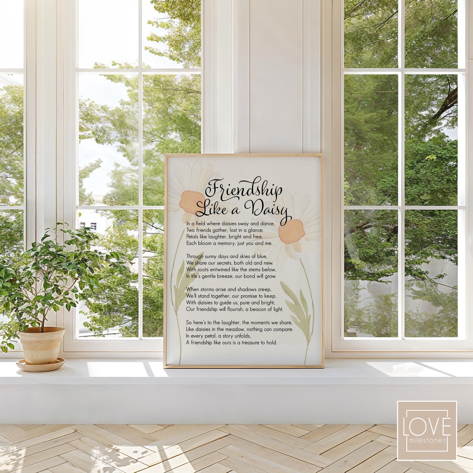 Friendship Poem Instant Download Art, Daisy Flowers Poetry PRINTABLE ...