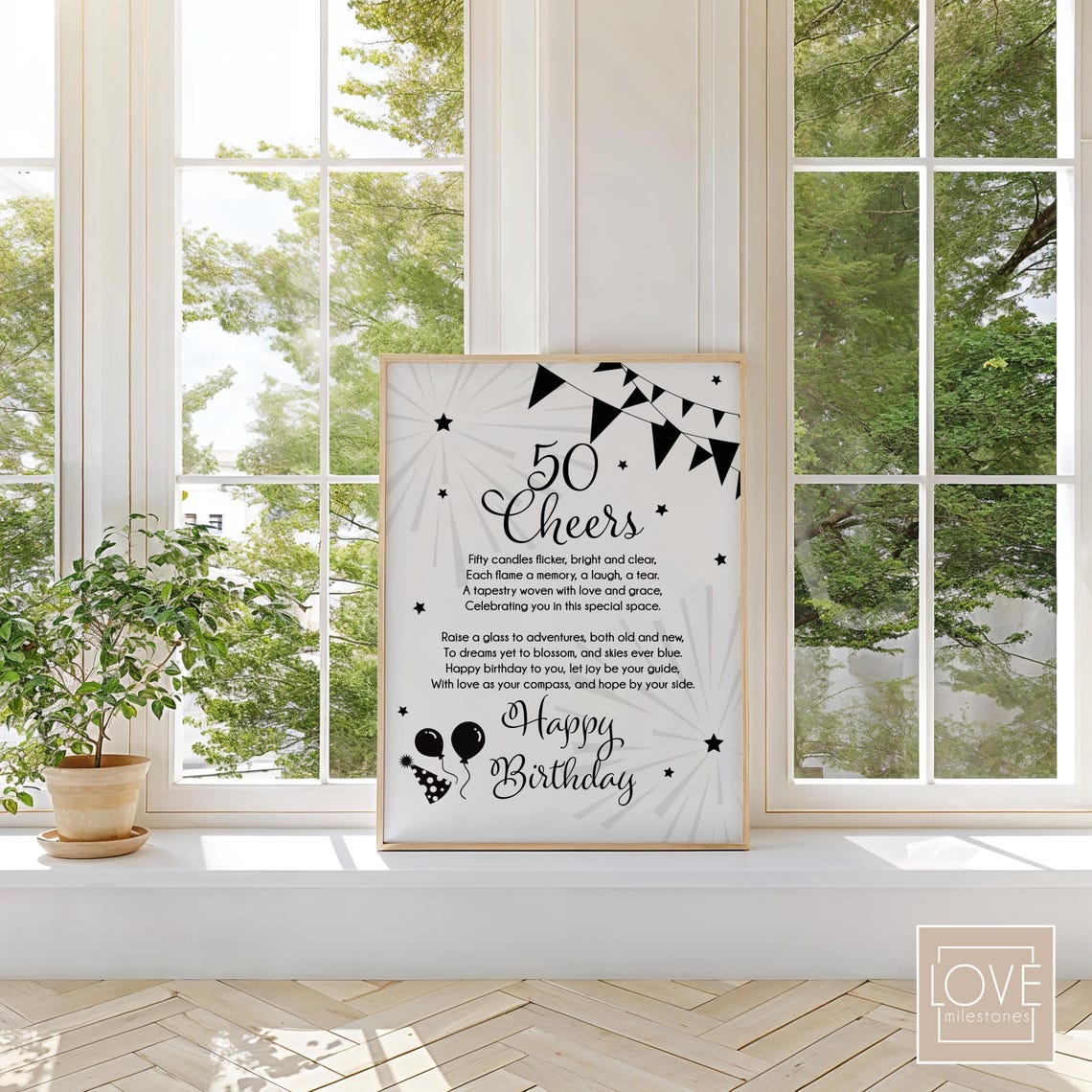 50th Birthday Poem PRINTABLE Gift, Black and White Instant Download Art ...
