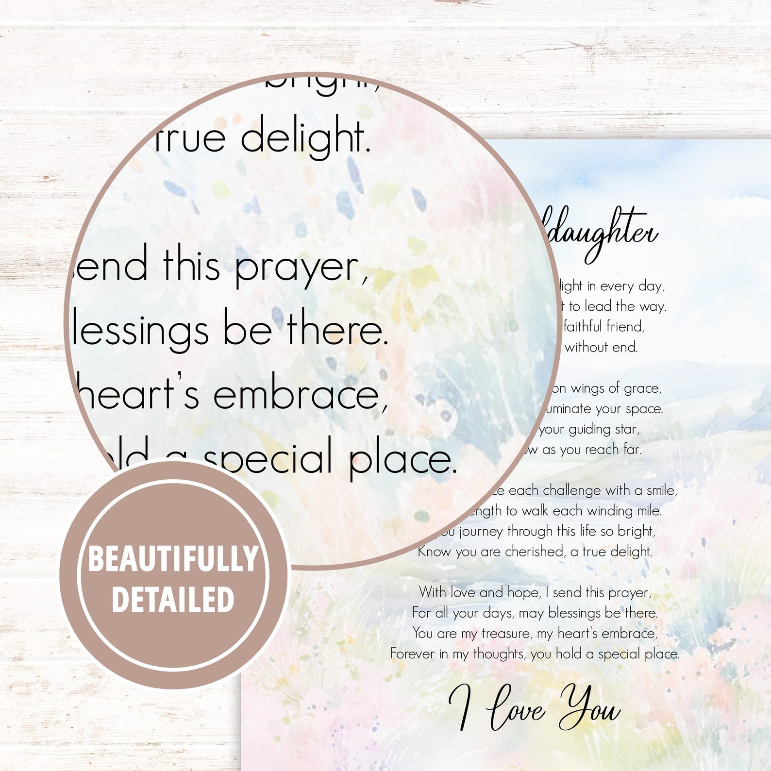Blessing for Goddaughter, Printable Wall Art Gift for Godchild, Pastel ...