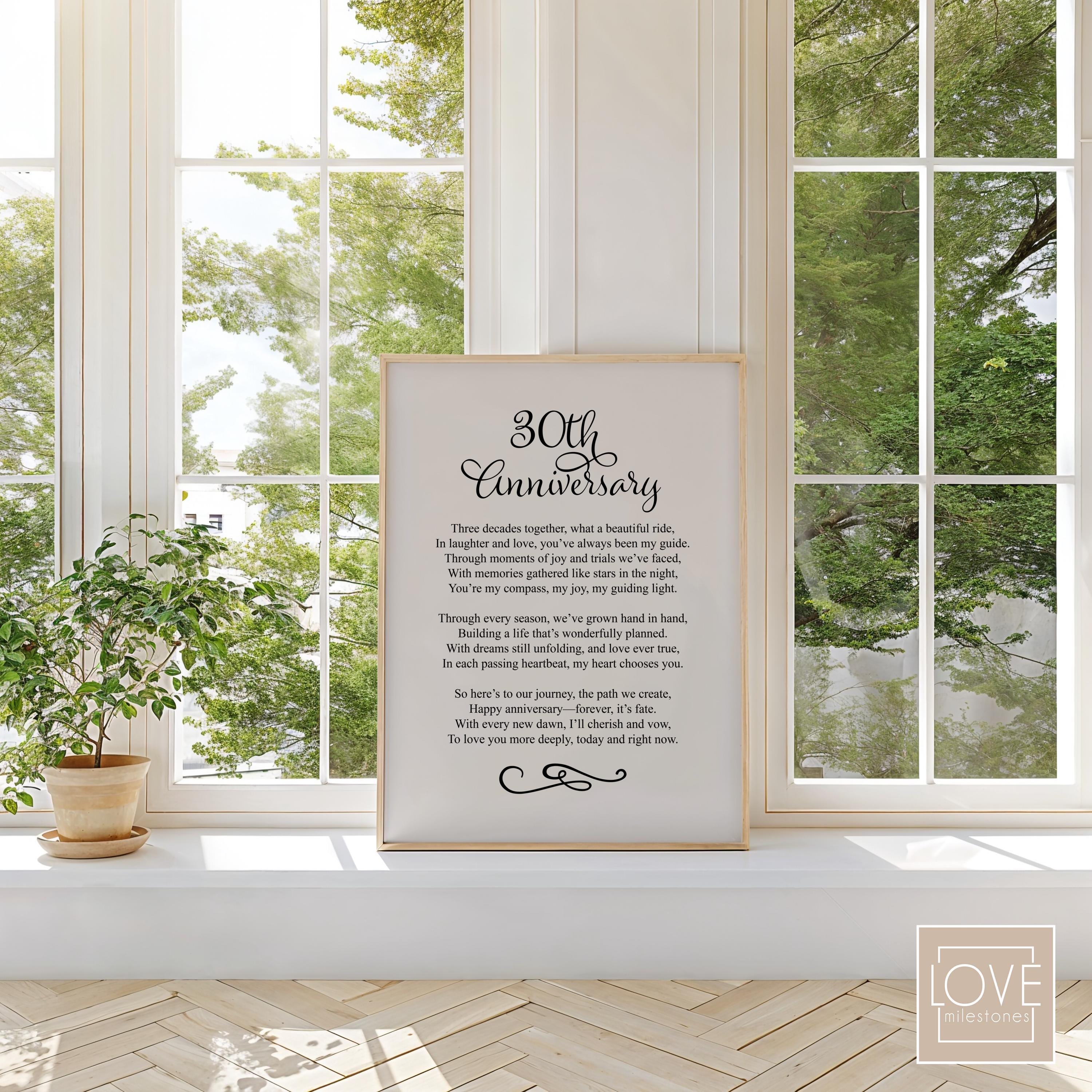 30th Anniversary Poem, PRINTABLE Poetry Instant Download, 30 Years of ...