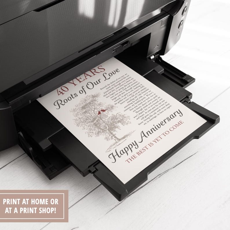 Printable Poem for 40th Anniversary, INSTANT DOWNLOAD, Tree Wall Art ...