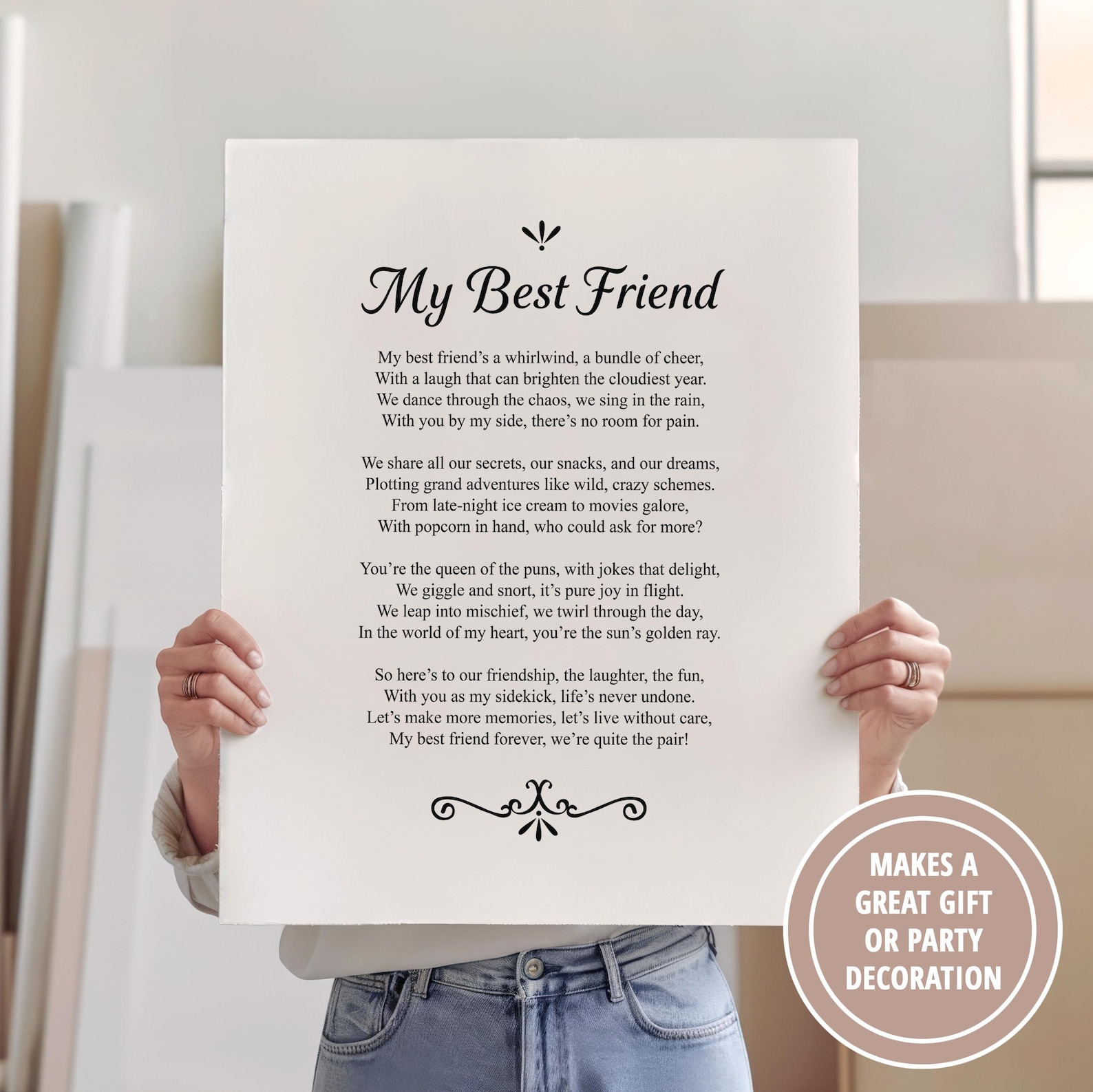 Friendship Poem, Printable Best Friend Poetry Gift, Valentines Day Gift ...