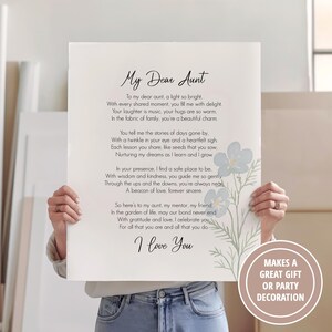 Gift for Aunt, Instant Download, Printable Poetry for Aunt From Niece ...