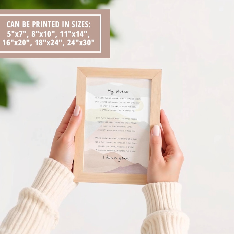 Gift for Niece, Printable Poetry Art, INSTANT DOWNLOAD, Niece Birthday ...