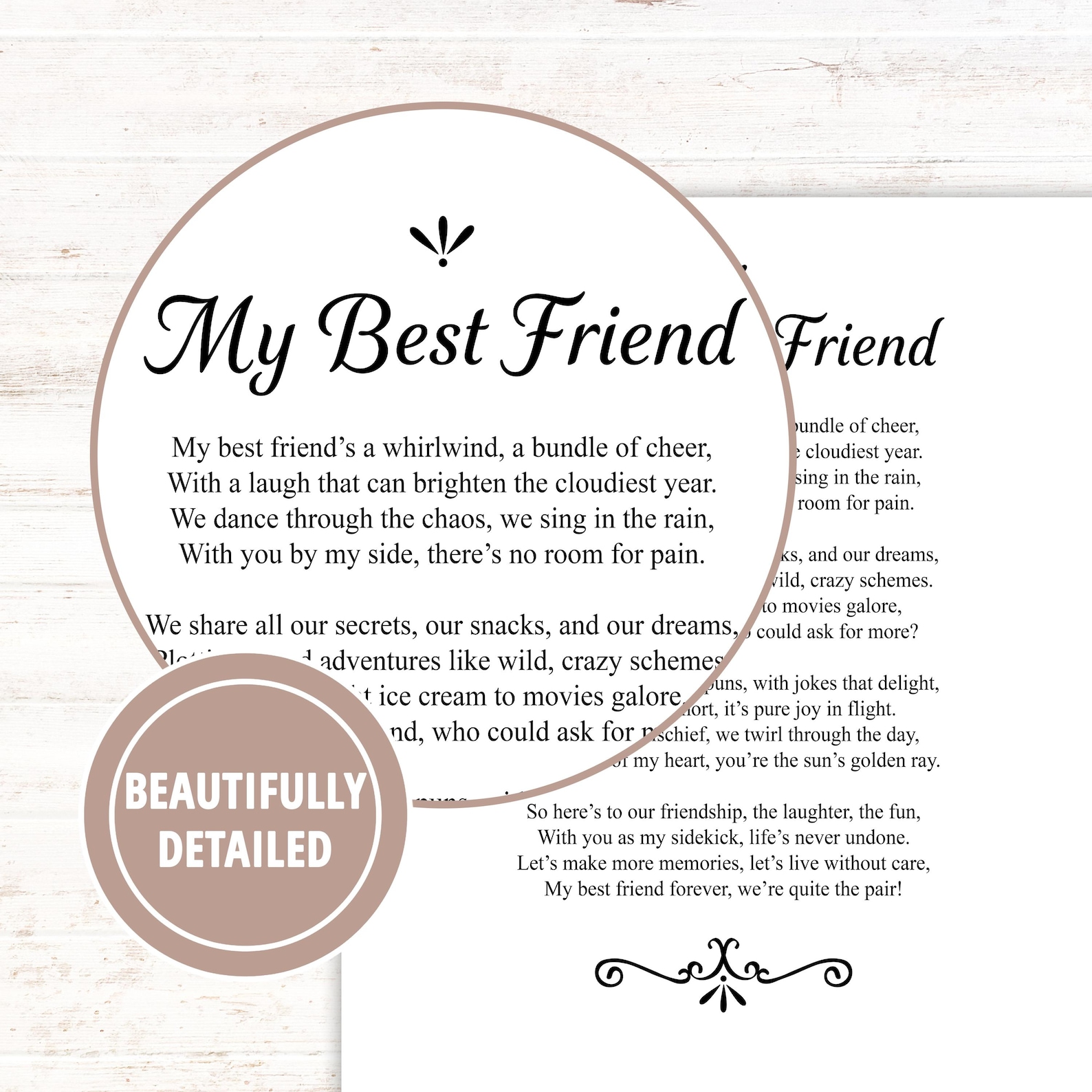Friendship Poem, Printable Best Friend Poetry Gift, Valentines Day Gift ...