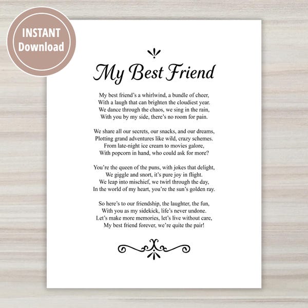 Best Friend Poem - Etsy