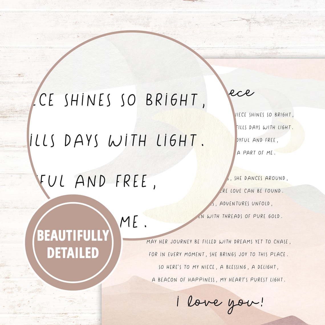 Gift for Niece, Printable Poetry Art, INSTANT DOWNLOAD, Niece Birthday ...