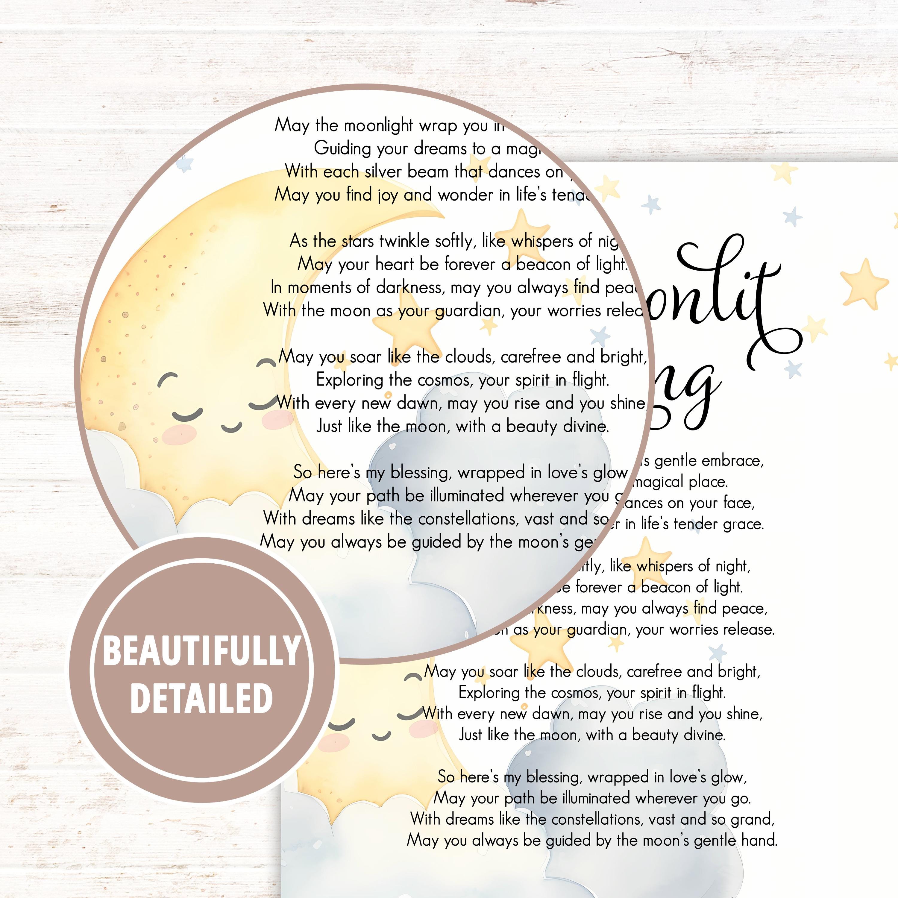 A Moonlit Blessing, Poem for Nursery, Baby Gift PRINTABLE Wall Art ...