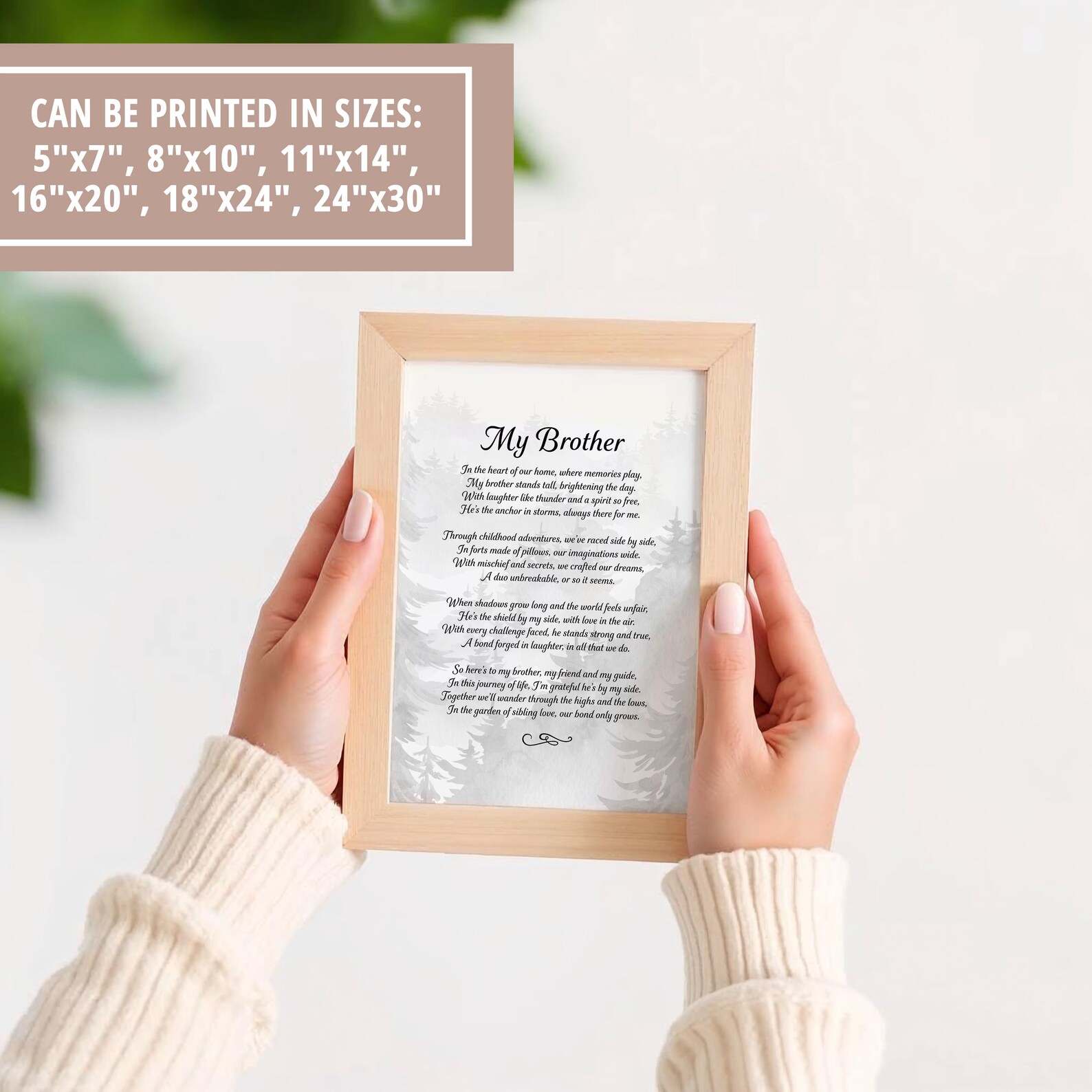 My Brother Poem, Printable INSTANT DOWNLOAD Gift for Brother From ...