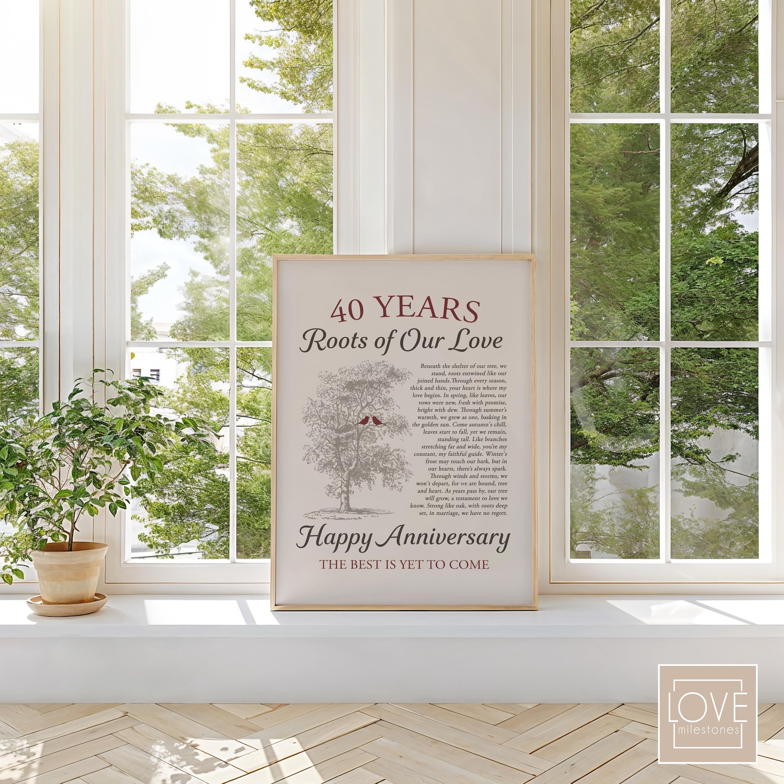 Printable Poem for 40th Anniversary, INSTANT DOWNLOAD, Tree Wall Art ...