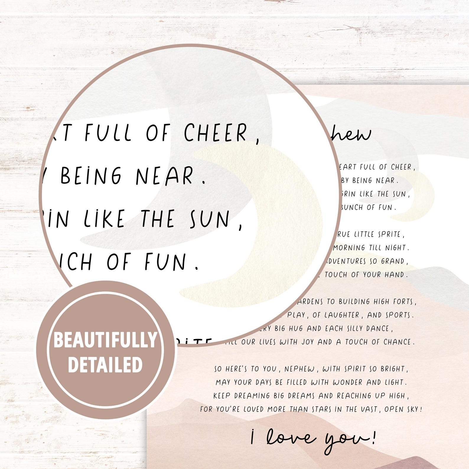 Nephew Poetry, INSTANT DOWNLOAD Printable Art for Nephew, Gift for ...