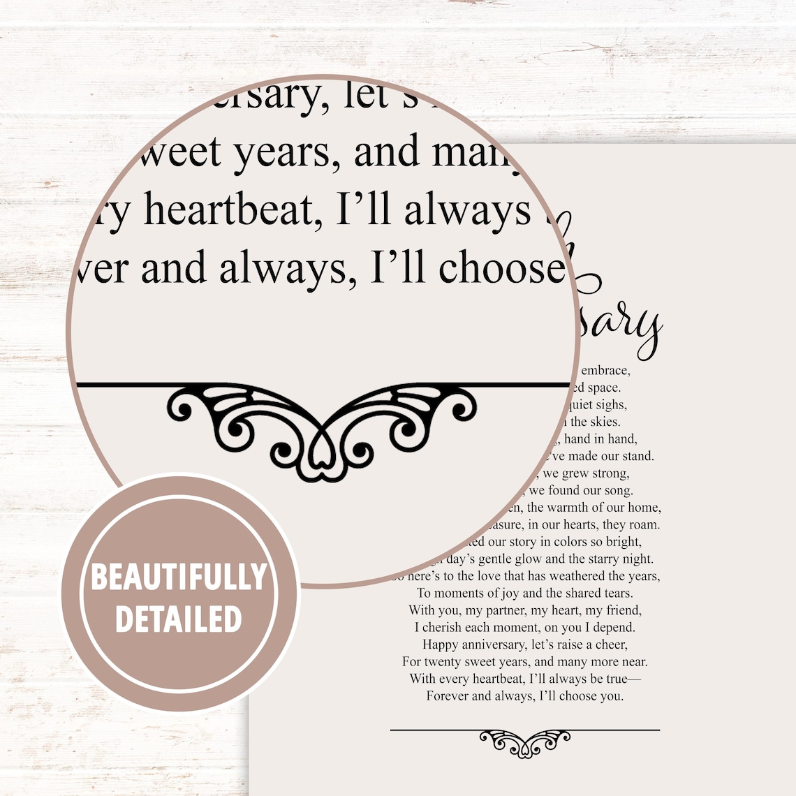 20th Anniversary Poetry, PRINTABLE Instant Download Art, Poem About 20 ...