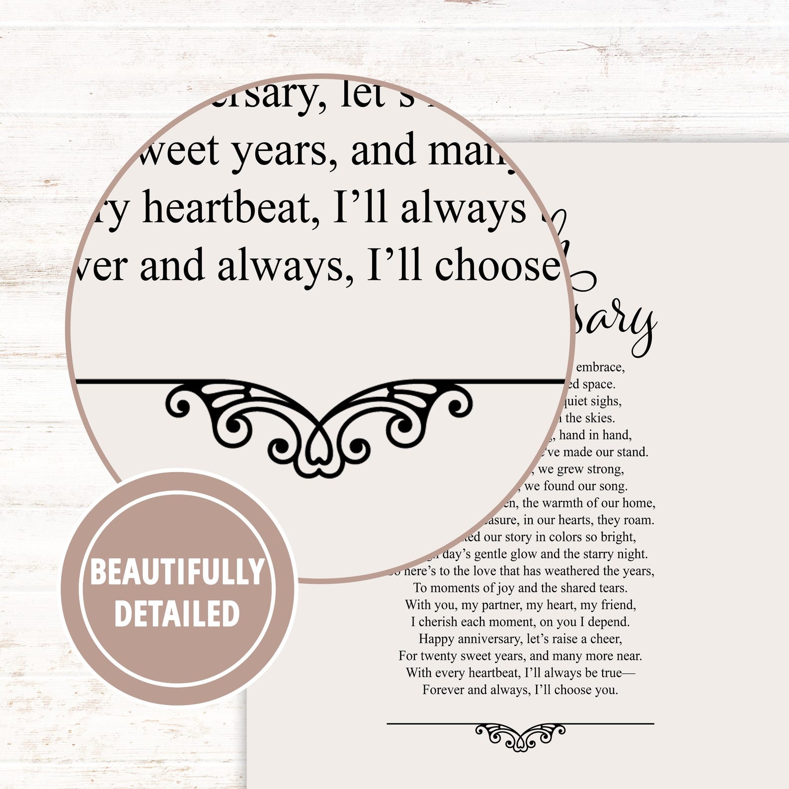 20th Anniversary Poetry, PRINTABLE Instant Download Art, Poem About 20 ...