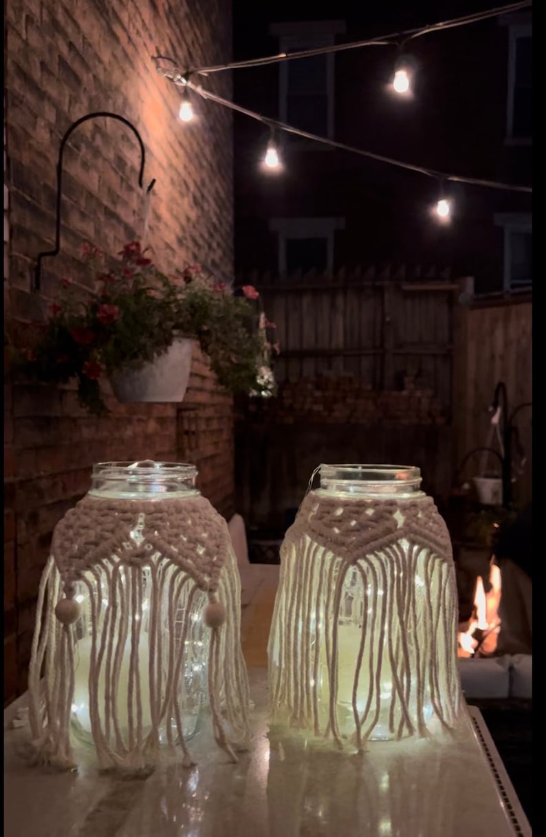 Handmade Macrame Jar Cover: Boho Tabletop Decor - Etsy