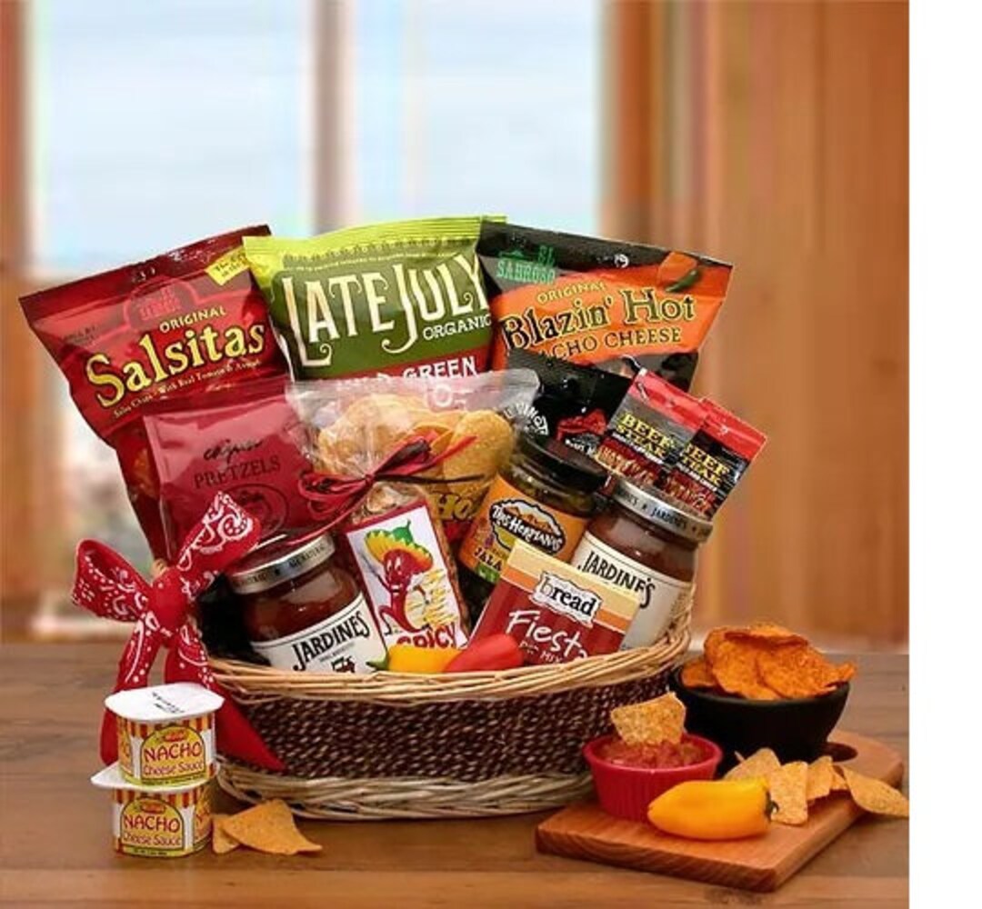 A Little Spice Gourmet Salsa & Chips Gift Basket - Etsy
