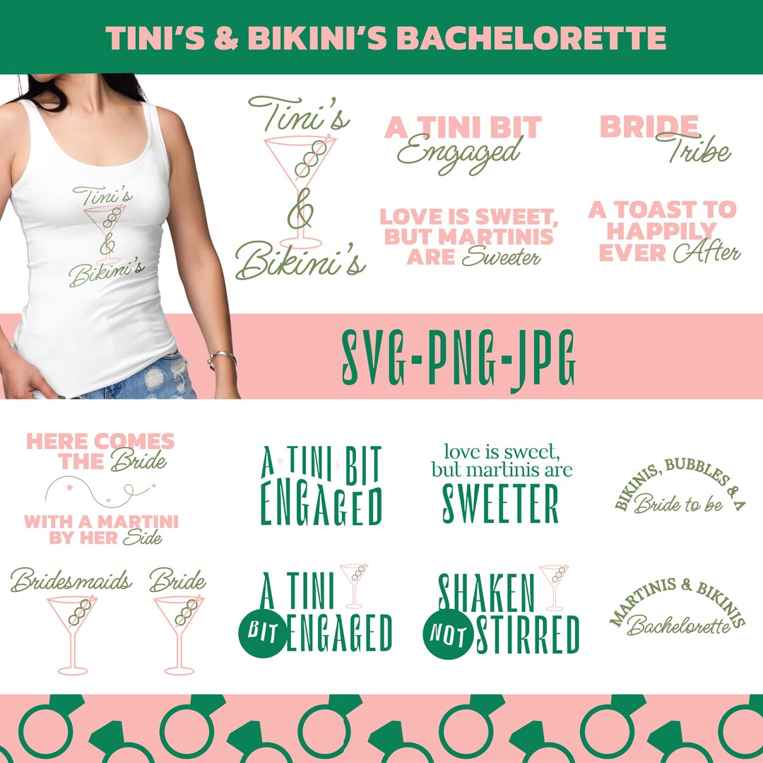 Bachelorette Svg Bundle, Martini's & Bikini's Bachelorette, Wedding ...