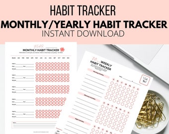 2023 Habit Tracker Printable | Habit Tracker Digital | Yearly, Monthly ...
