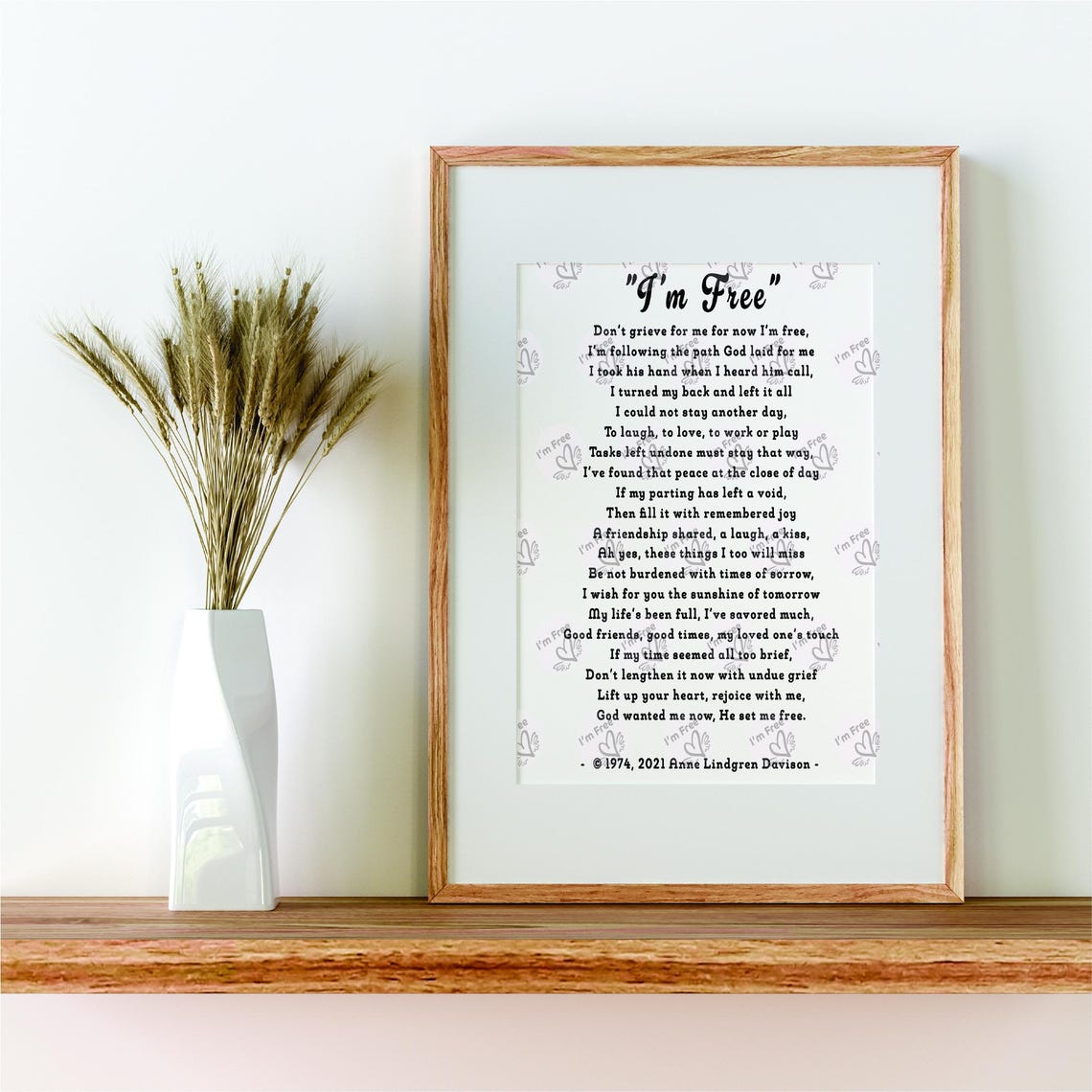 I'M FREE Poem DIGITAL Download File - Original - Grieving, Condolences ...