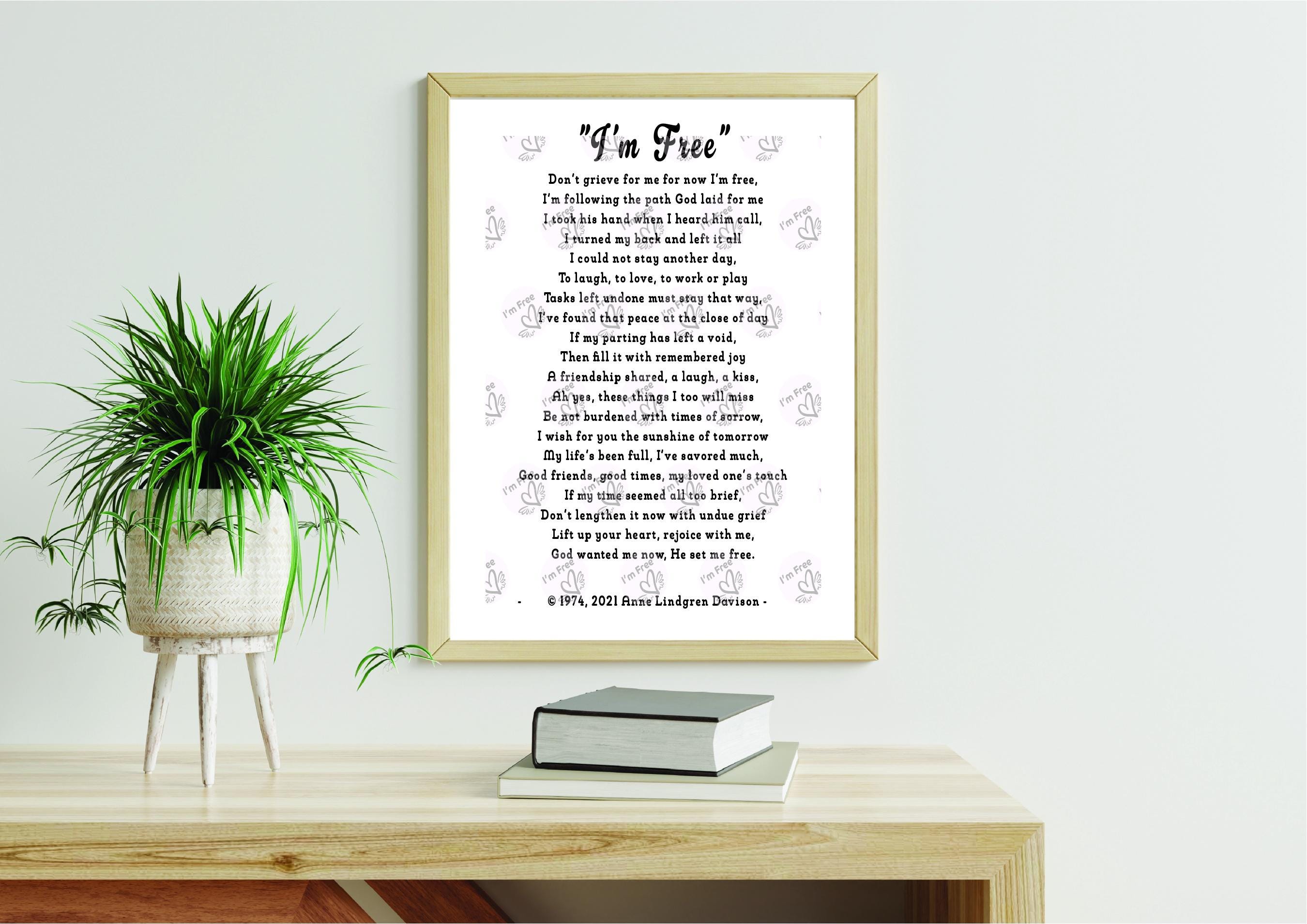 I'M FREE Poem DIGITAL Download File - Original - Grieving, Condolences ...