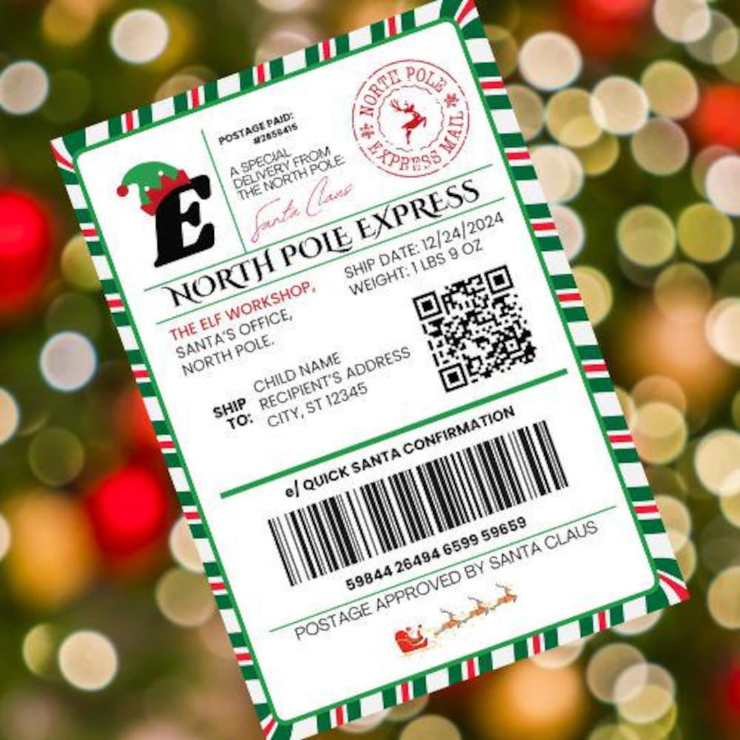 Santa's Official North Pole Delivery Label Printable Christmas Gift Tag ...