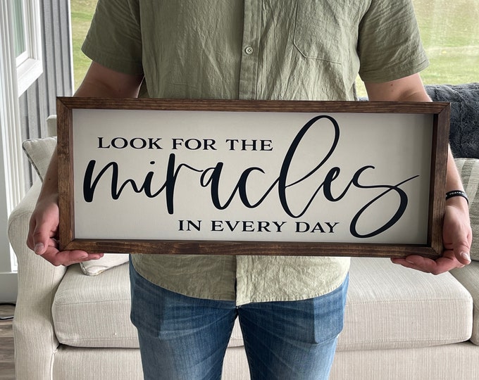 Christian Wall Decor - Farmhouse Sign - Rustic - “look for the Miracles ...