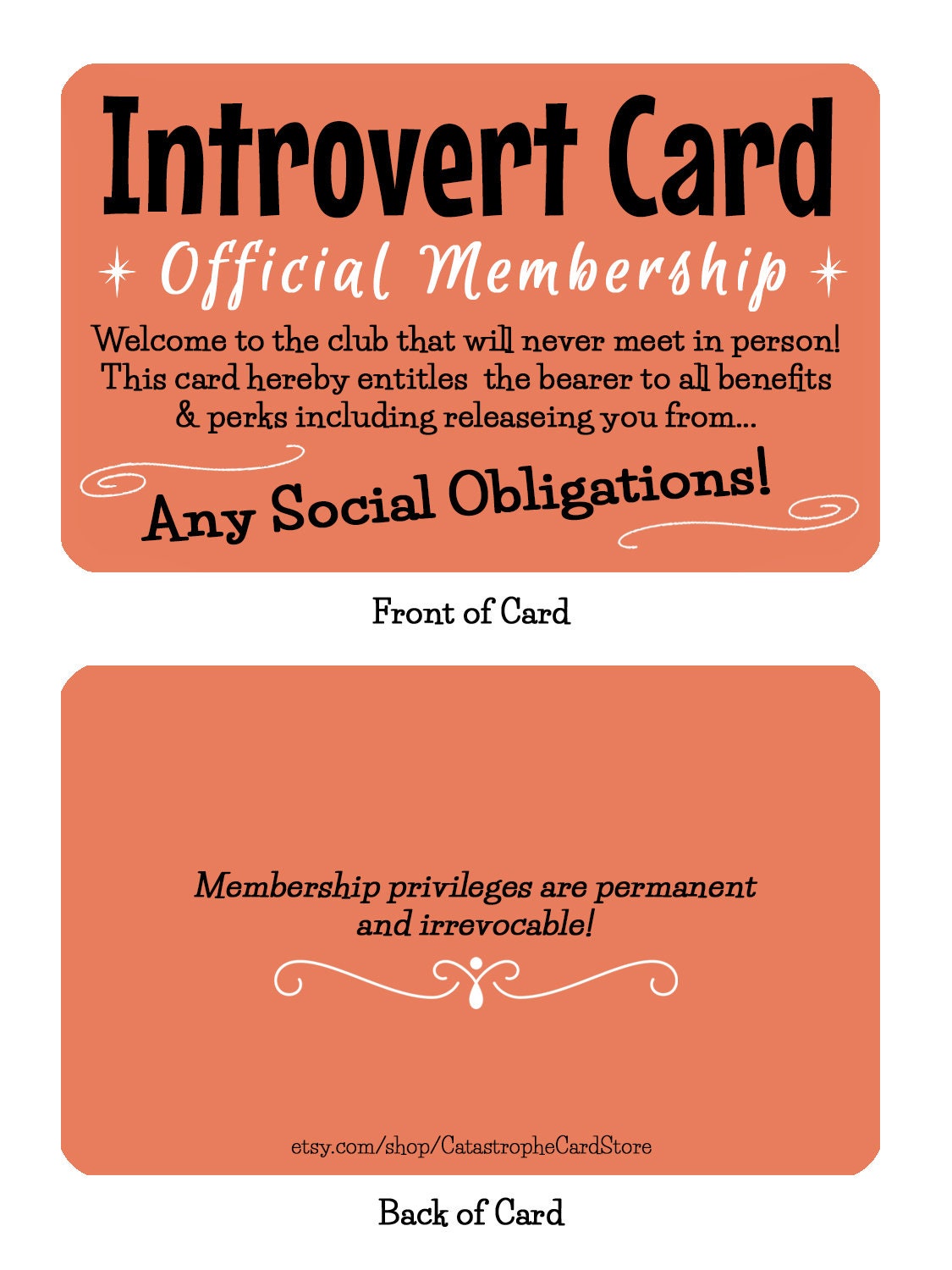 Funny Introvert Card Wallet-sized Introvert Gag Gift - Etsy