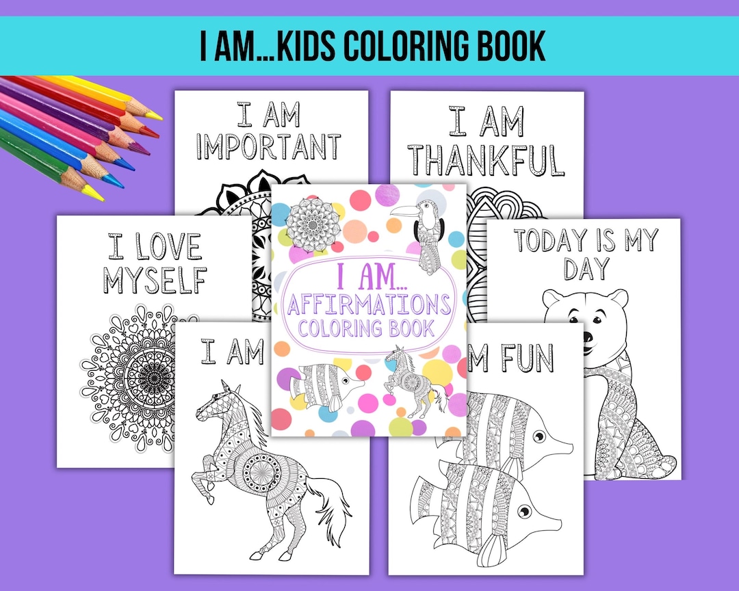 Kids Affirmation Coloring Book: Zentangle Animals (digital Download) - Etsy