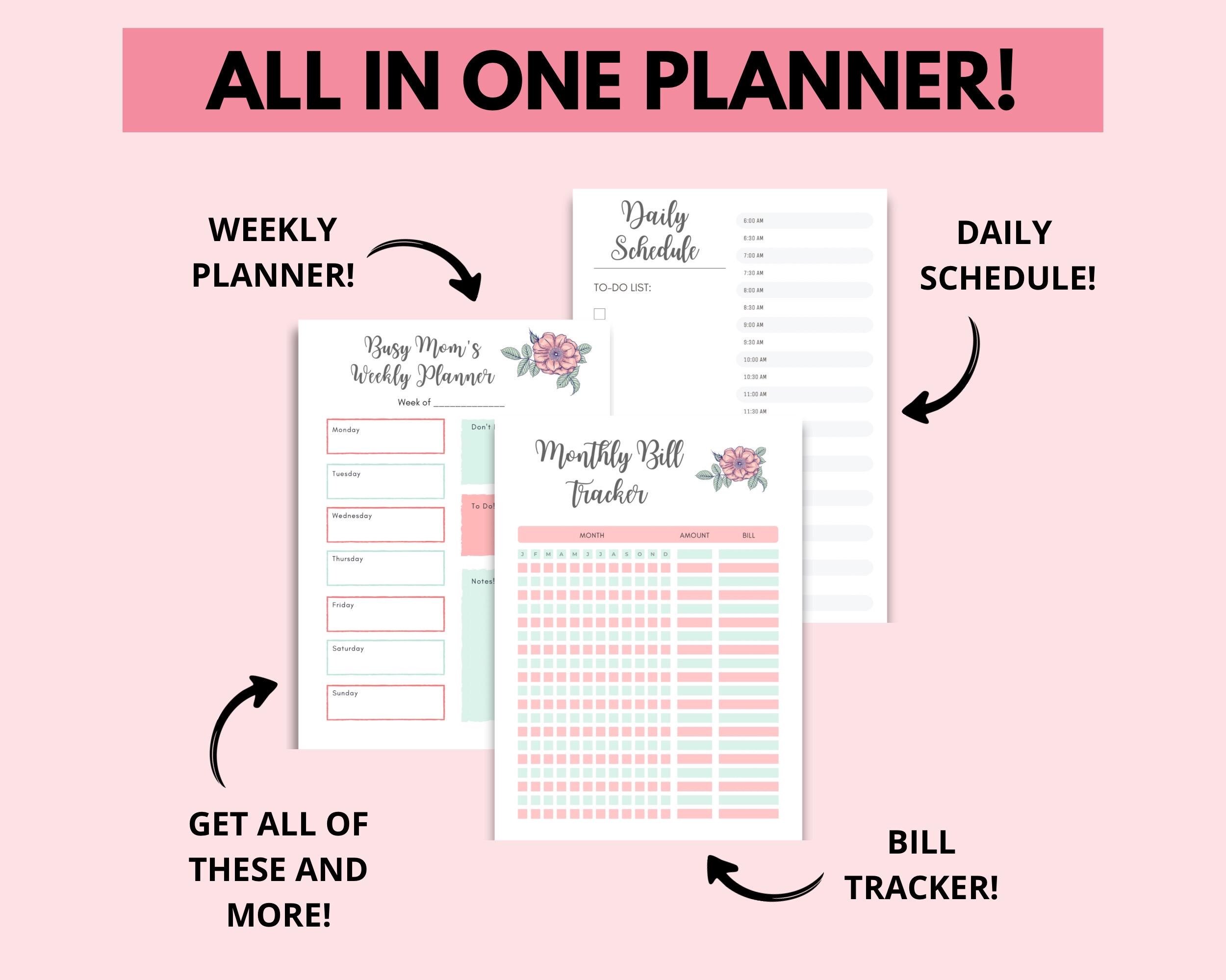 Busy Mom Planner Printable | All-in-one Mom Life Organizer | Weekly ...