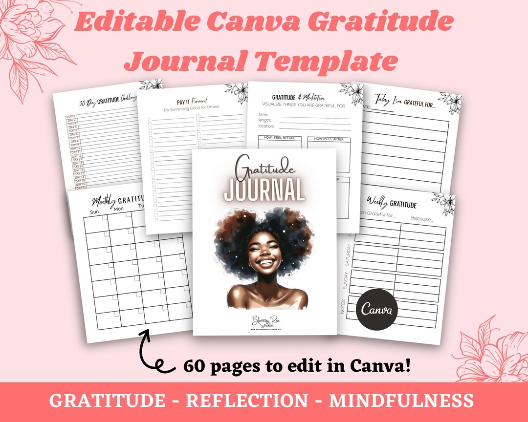 Editable Gratitude Journal Template | Black Girl Gratitude and ...