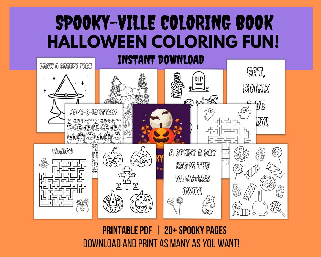 Spooky-ville Halloween Themed Coloring Book: Halloween Fun, Coloring ...