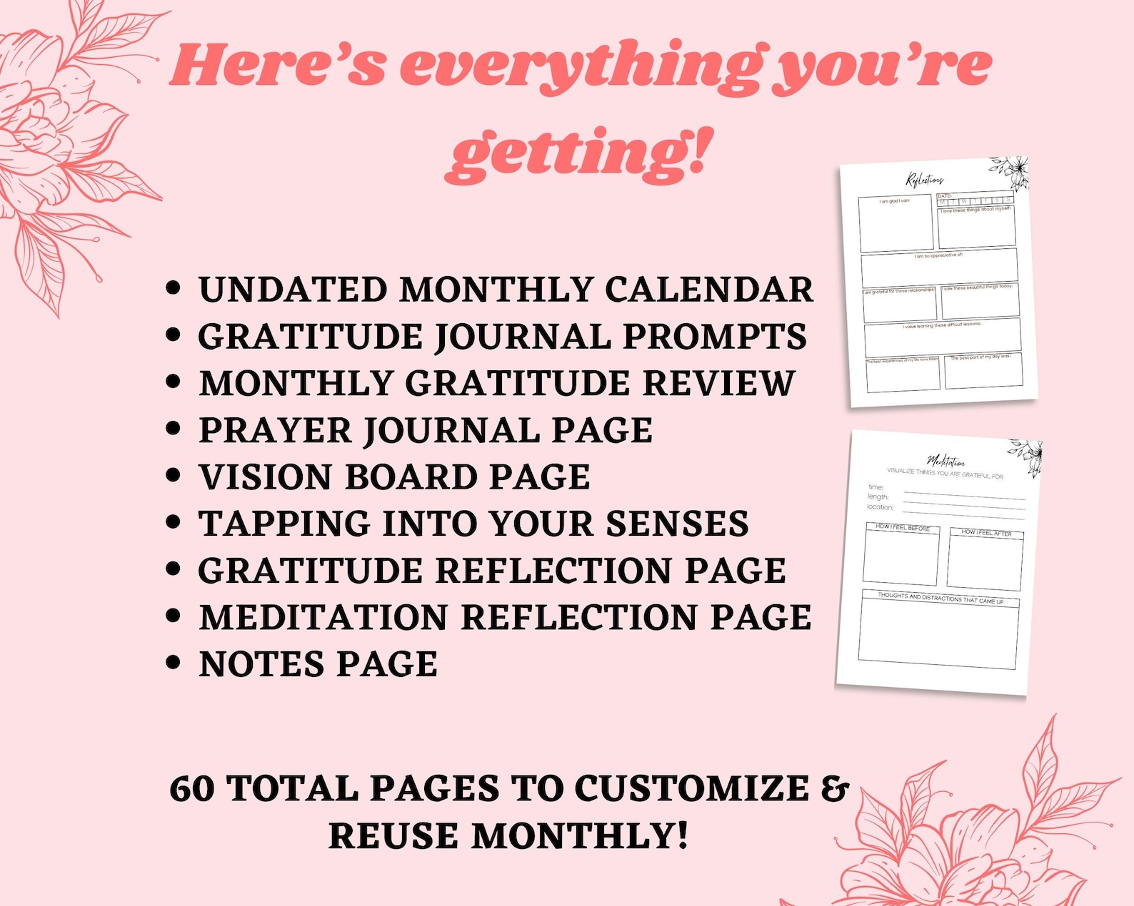 Editable Mindful Journal Template | Gratitude, Reflection, Prayer ...