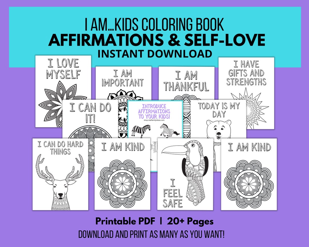 I Am Coloring Book: Affirmations, Self-love Quotes, Kids & Adults ...