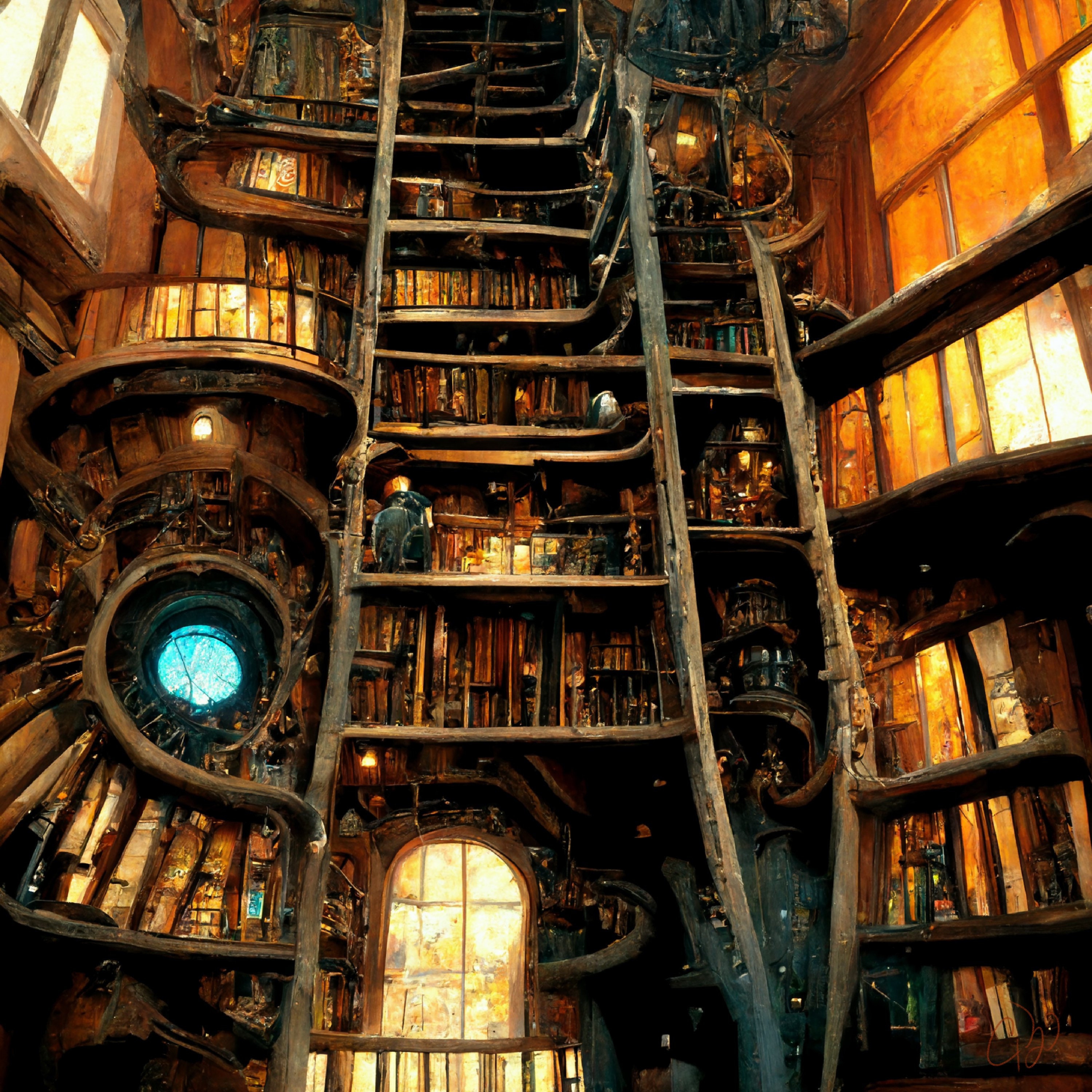 Steampunk Library 6 Human/ai Hybrid Art Print or Gallery - Etsy