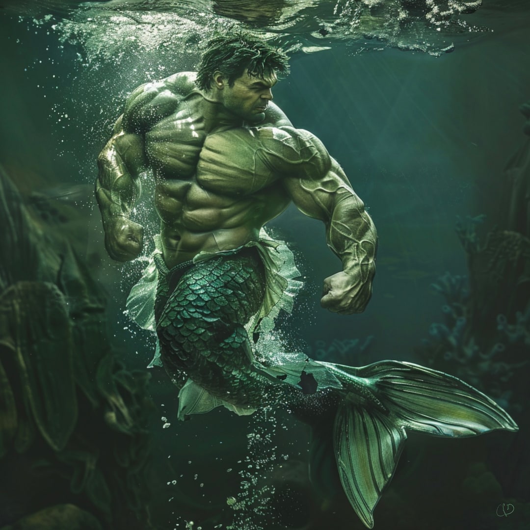 IN STOCK: Marvel-inspired Merman Bruce Banner/hulk, "hulk, Splash ...