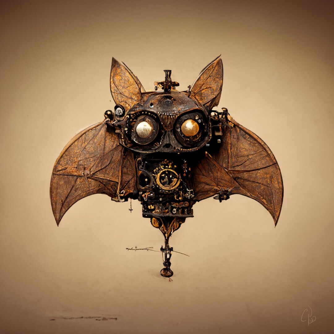 PRE-ORDER: Steampunk Bat 1 Human/ai Hybrid Art Print or Gallery Wrapped ...