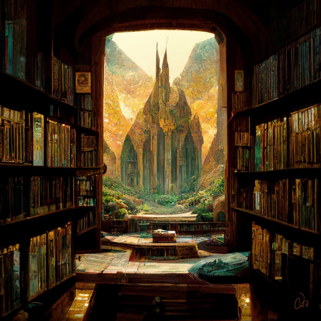 PRE-ORDER: Tolkien Library 10 Human/ai Hybrid Art Print or Gallery ...