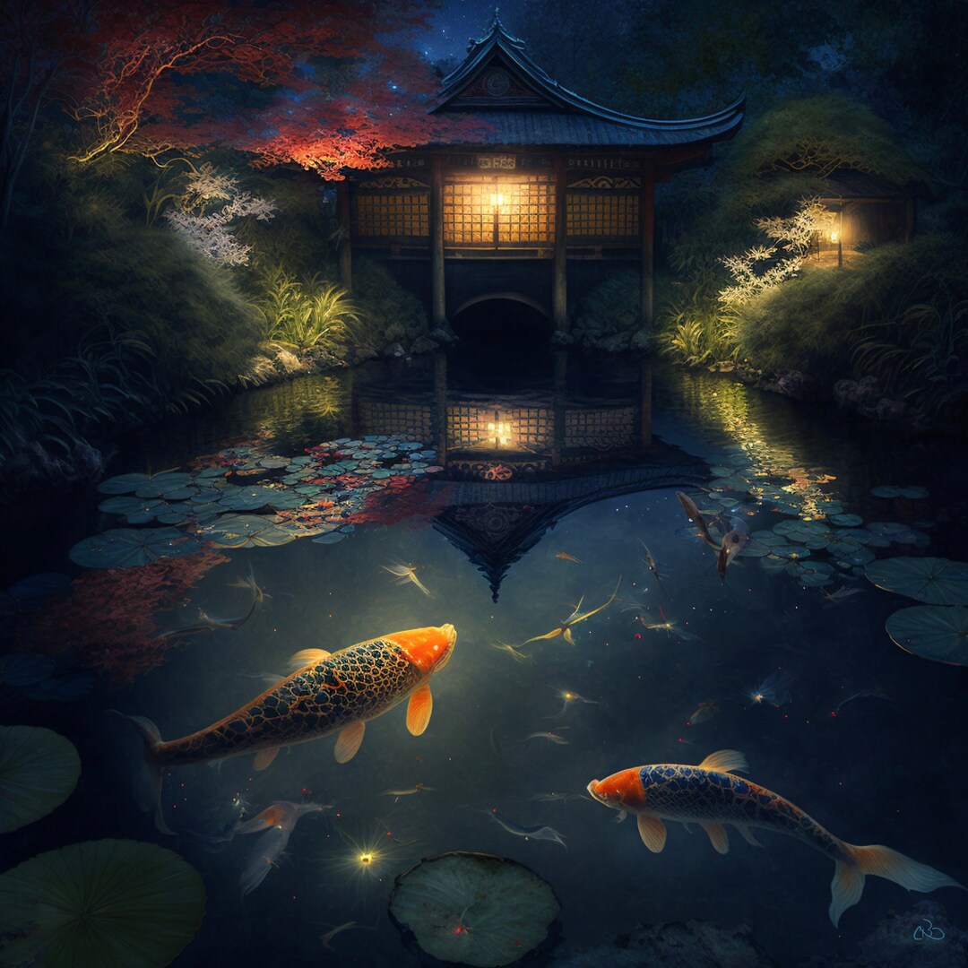 IN STOCK: Koi Night 4 - Human/ai Hybrid Art Print or Gallery Wrapped ...