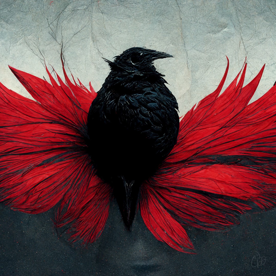 Black Redbird Human/ai Hybrid Art Print or Gallery Wrapped - Etsy