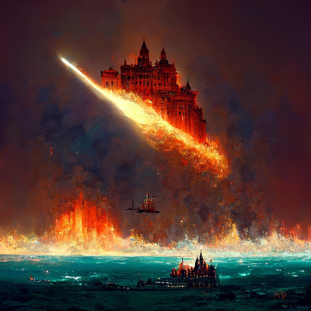 Atlantis on Fire 3 Human/ai Hybrid Art Print or Gallery Wrapped Canvas ...