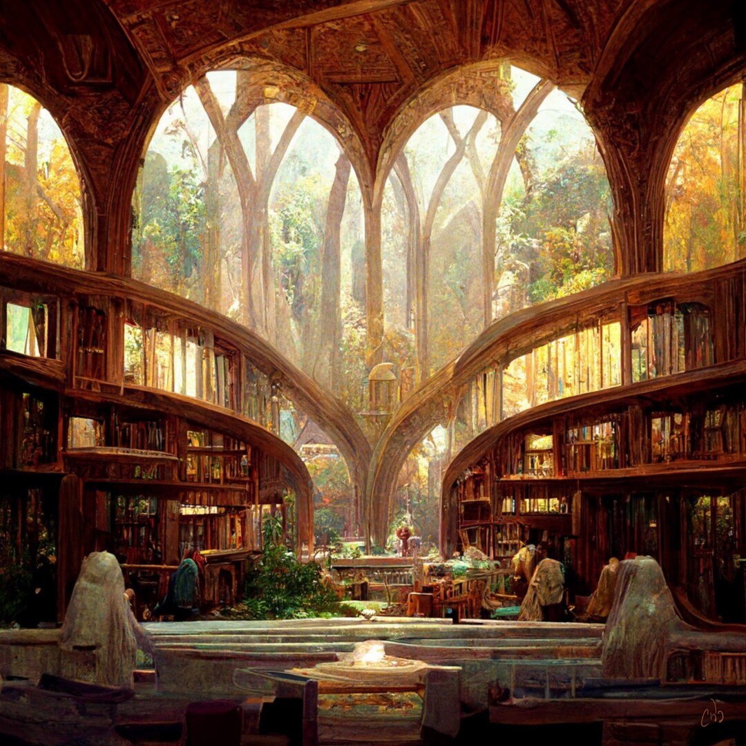 IN STOCK: Tolkien-inspired Library 1 Human/ai Hybrid Art Print or Gallery Wrapped Canvas - Etsy